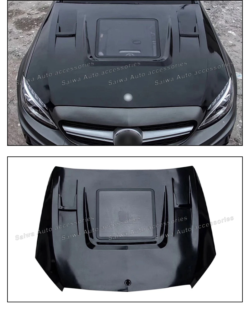 Transparent Front Hood for Mercedes-Benz AMG W205 C200 C300