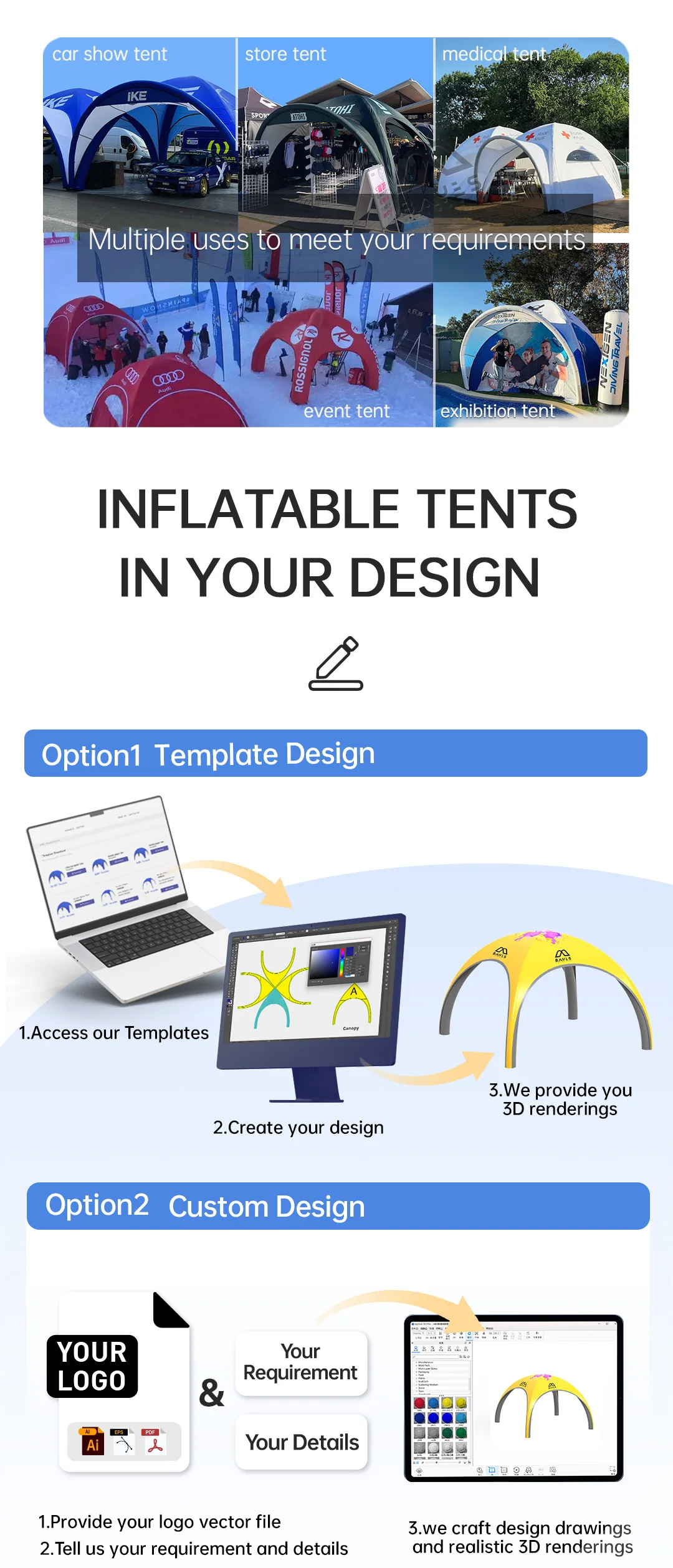 Free Design Custom Logo Tent Airtight Waterproof Inflatable Tent For ...