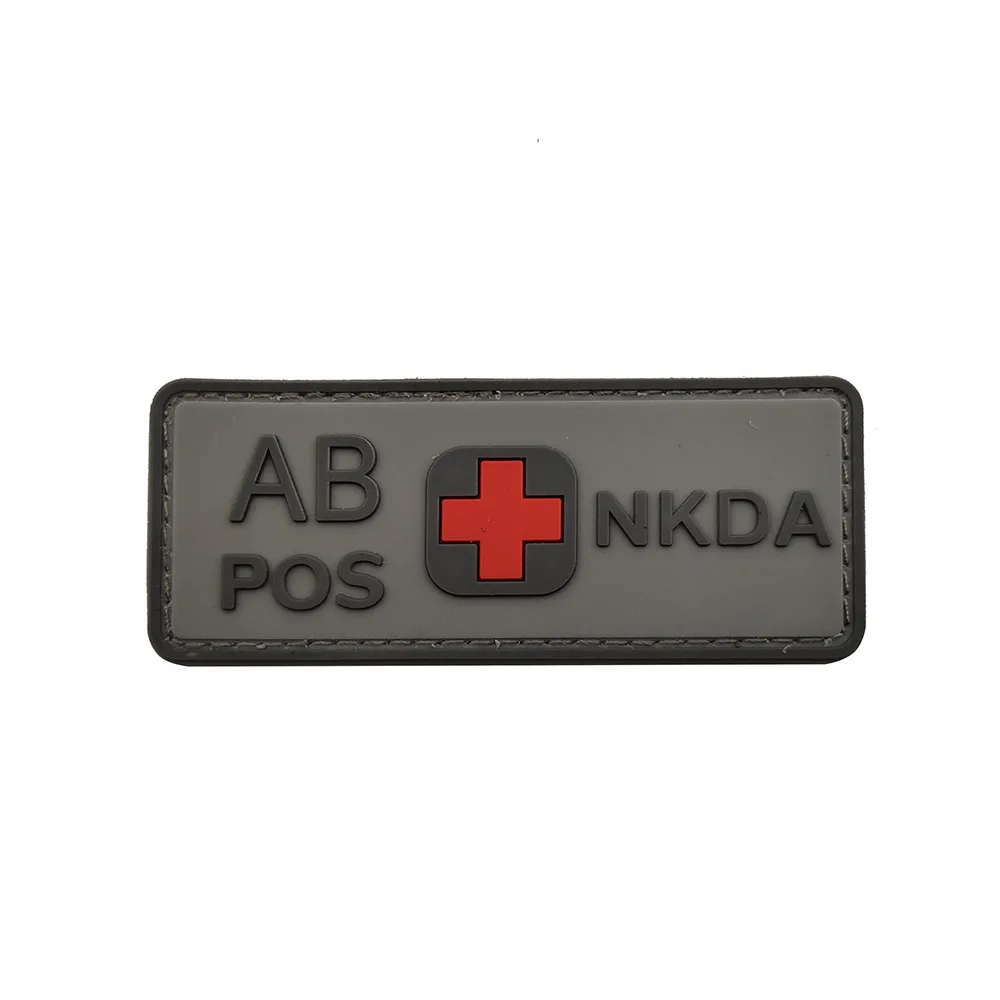 Large Size Blood Type A+ B+ Ab+ O+ Pos Nkda Pvc Rubber Tactical Morale ...