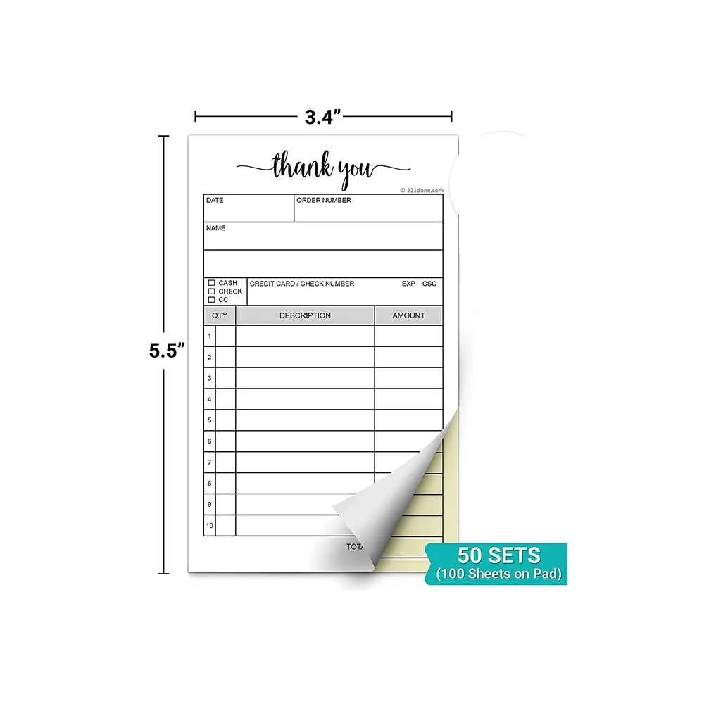 Thank You Receipt Book Carbon Duplicate Copy Sales Order Form Invoice ...