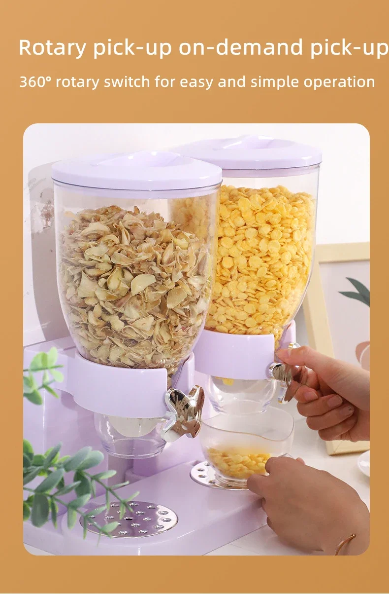 Cereal Grains Storage Dual Control Bins Kitchen Storage Containers Bulk ...