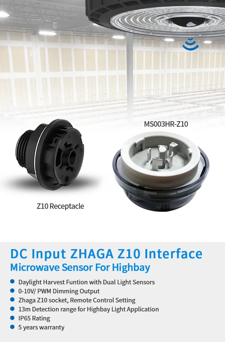 5.8ghz Microwave Sensor With Zhaga Z10 Receptacle Dimmable Microwave ...