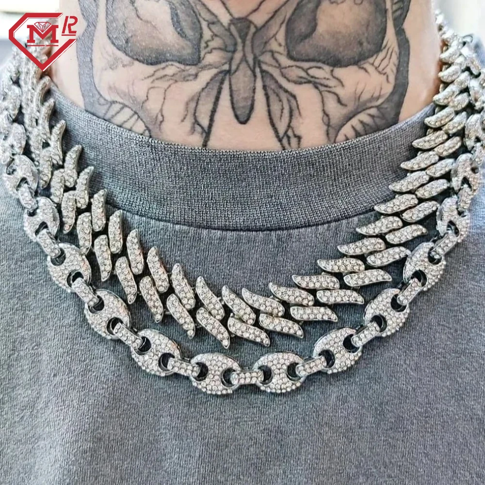 Hip Hop Moissanite Chain 20mm Width Thorn Shape Chains Iced Out Bling ...