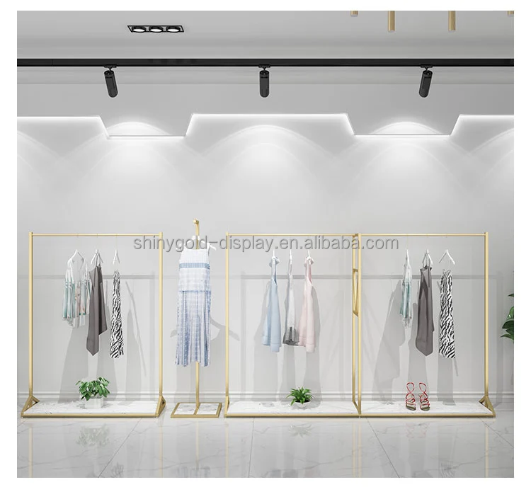 Retail Store Fixture Hanging Clothes Custom Shop Design Metal Gold ...
