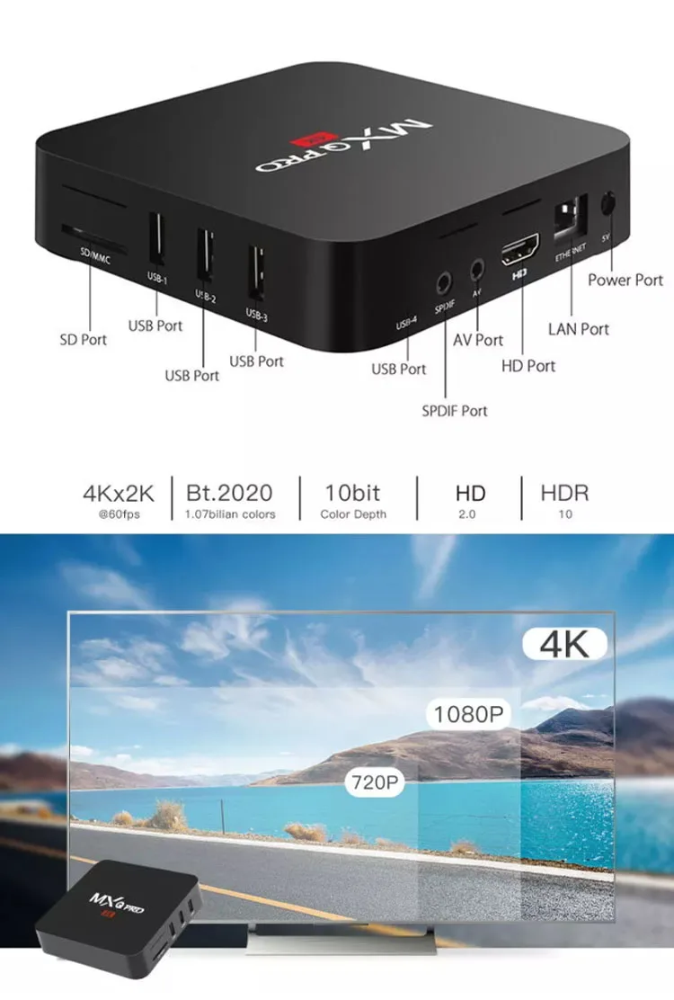 Popular Mxq Pro Amlogic S905w 4 Core 64bit Android 7.1 Free To Air Set ...