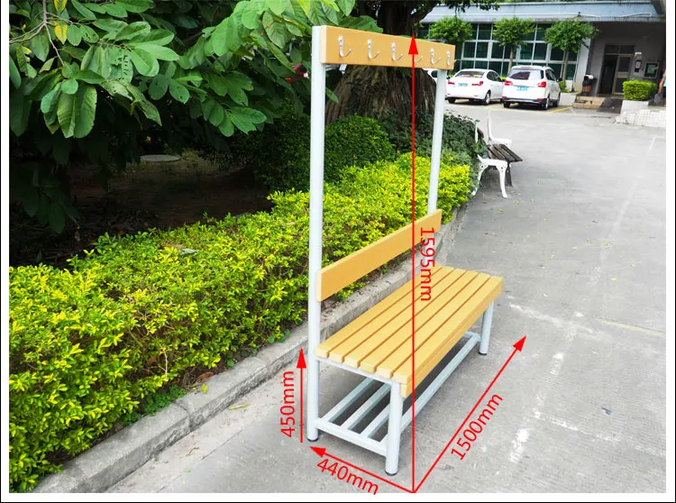 Galvanized Steel Frame Sit-up Bench for Gym Changing Rooms