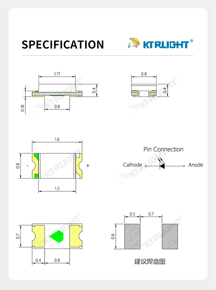KTRLIGHT 0603 SMD LED Warm White - High Brightness Chips