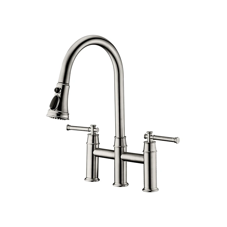 Modern Bridge Gold Sink Mixer Tap Double Handle Two Lever Luxury ...