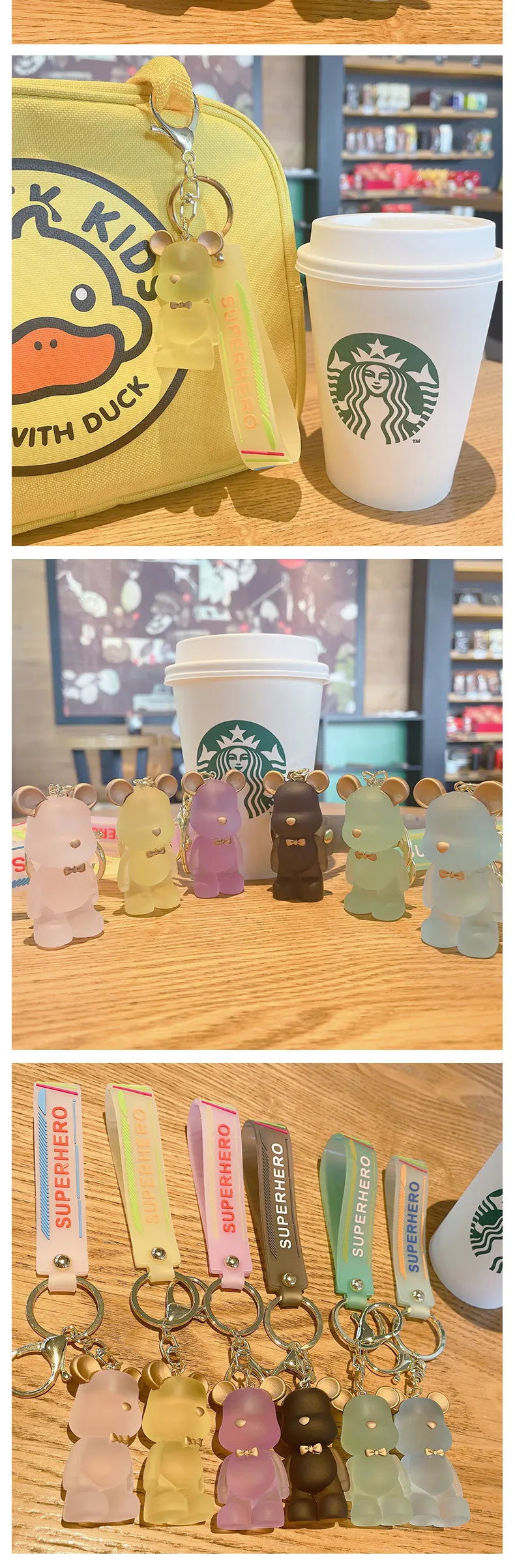 Transparent Crystal Bow Tie Bear Keychains - Perfect Gift