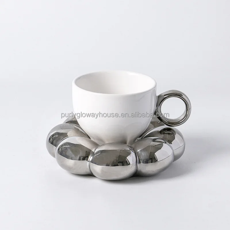 Gloway Creative Elegant Flower Coaster Nordic Milk Cappuccino Mug