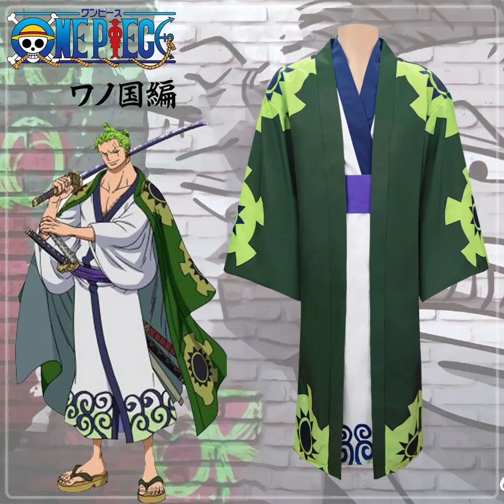 Anime One Piece Roronoa Zoro Cosplay Costume Wano Kuni Country Kimono ...
