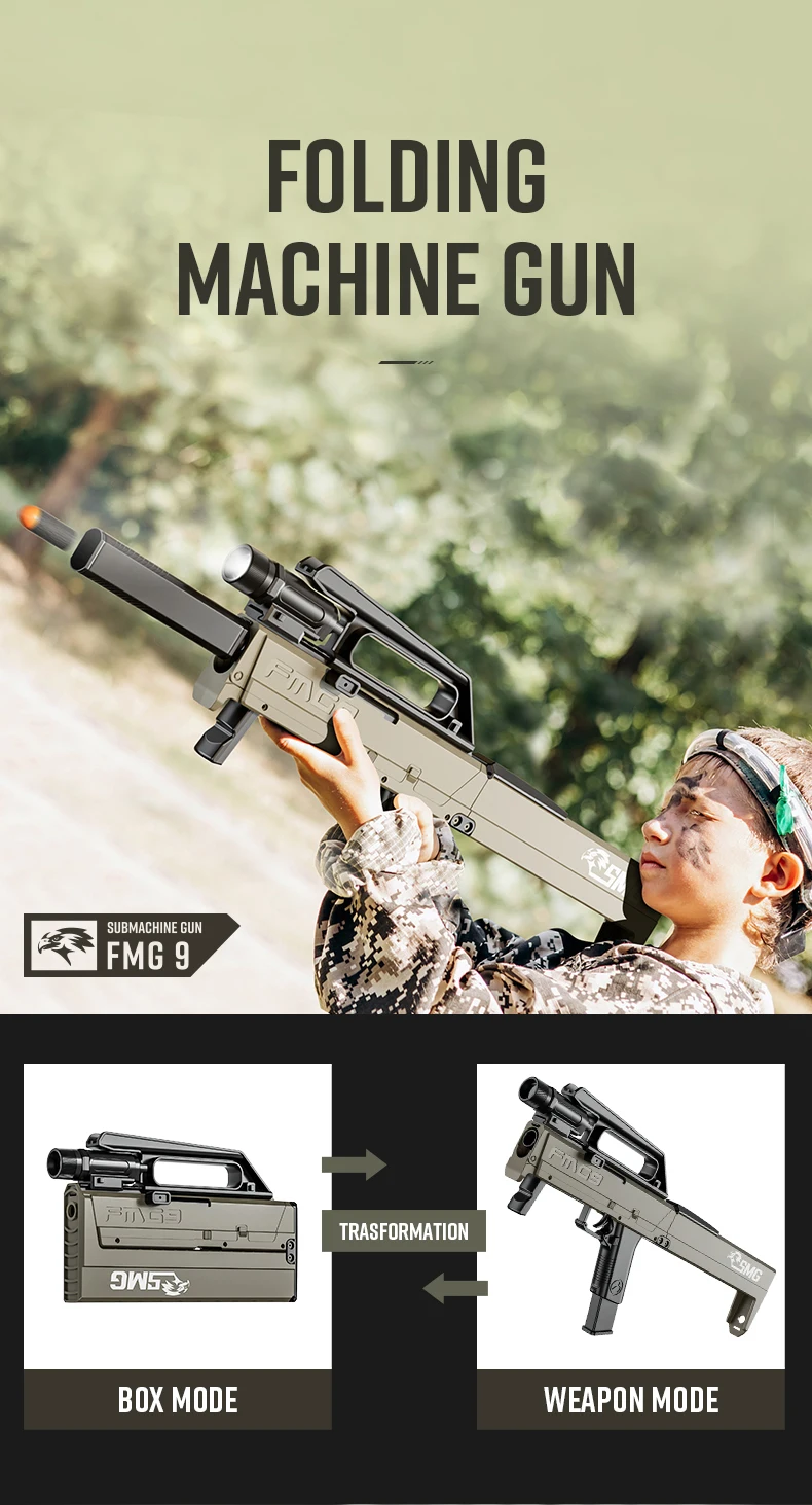 FMG 9 Folding Submachine Gun - Toy Soft Bullet Blaster
