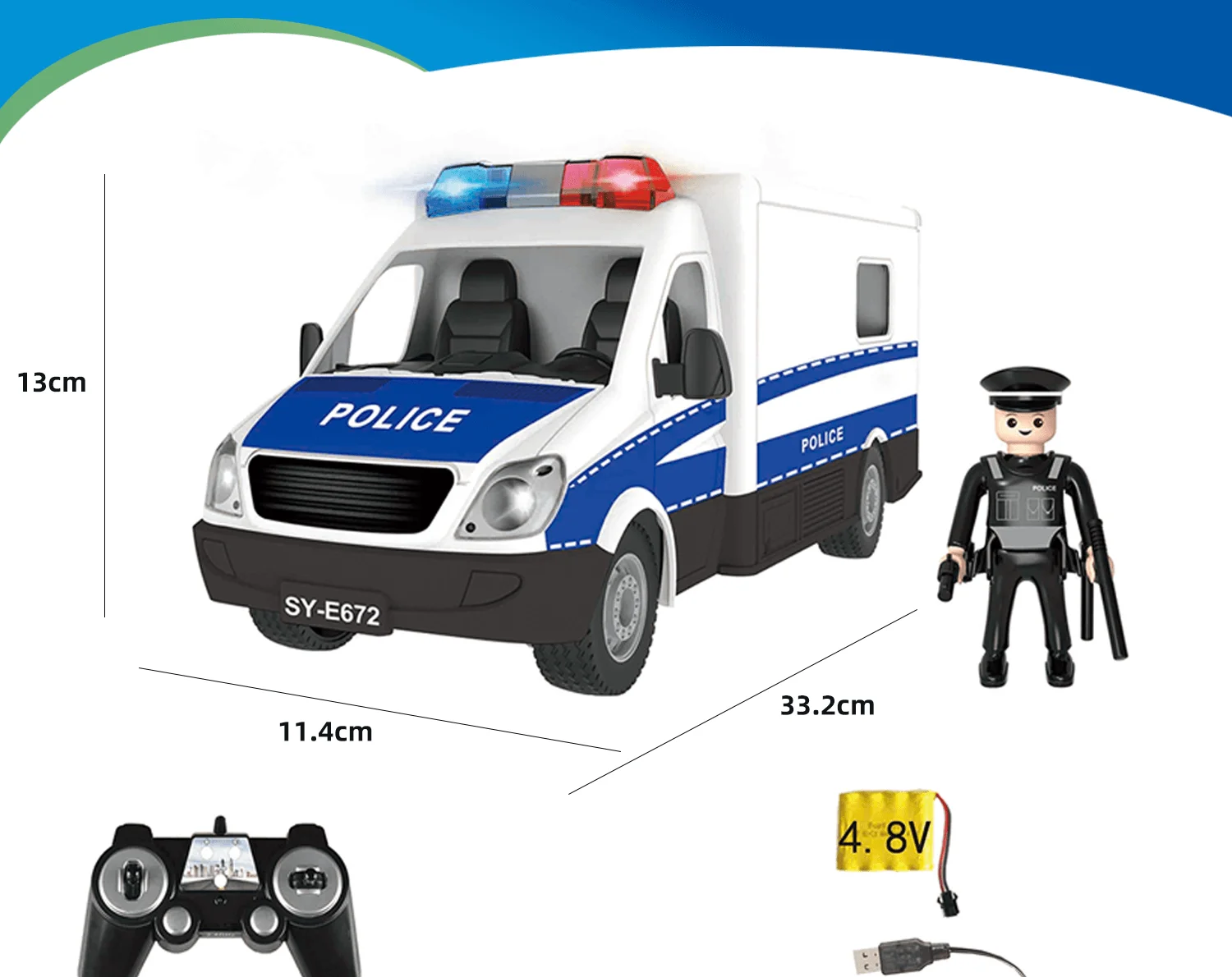 Durable 2.4g 1:18 Remote Control Police Car Rc Truck Toys With Lights ...