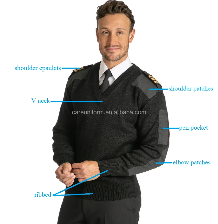 Pilot Uniform Men’s Sweater with Shoulder Epaulets - Custom Knitted ...