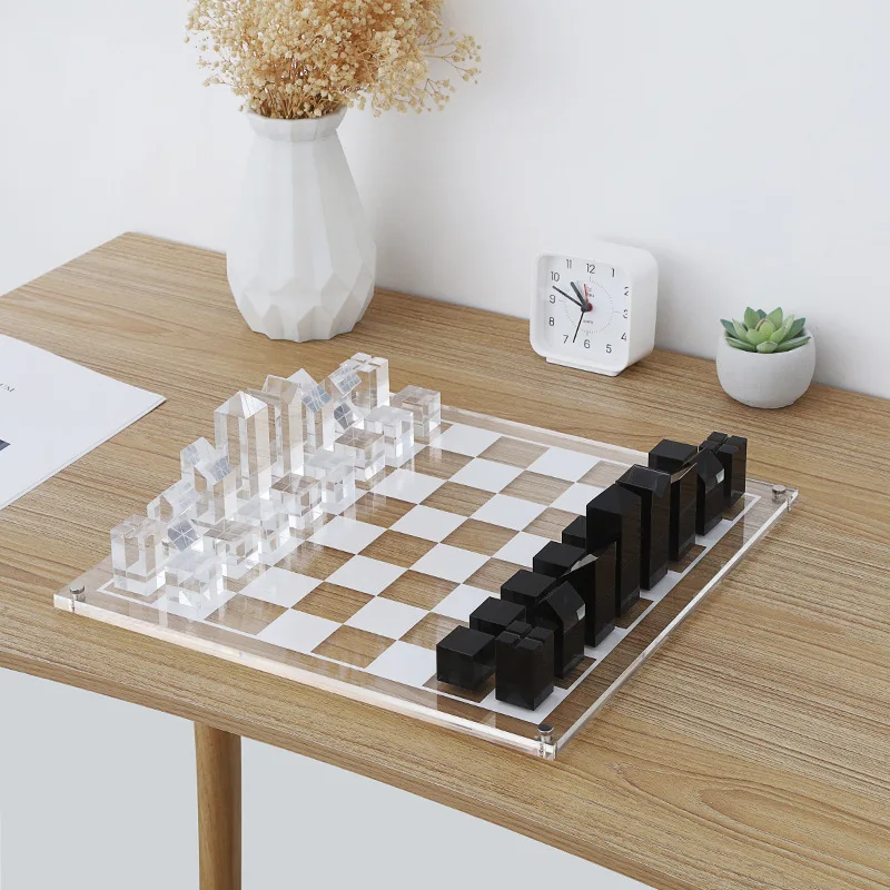 Clear Acrylic Chess Set Decor Adult Chess Game Sets Acrylic Chess Game ...