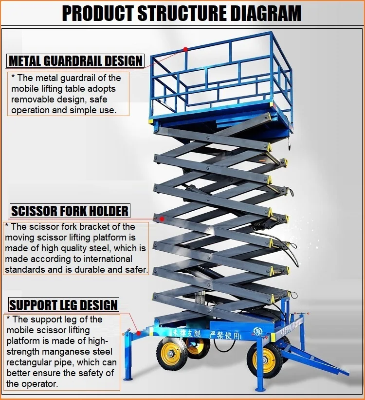 Customized Uniform Speed Lifting Aerial Lift Work Platform Metal ...