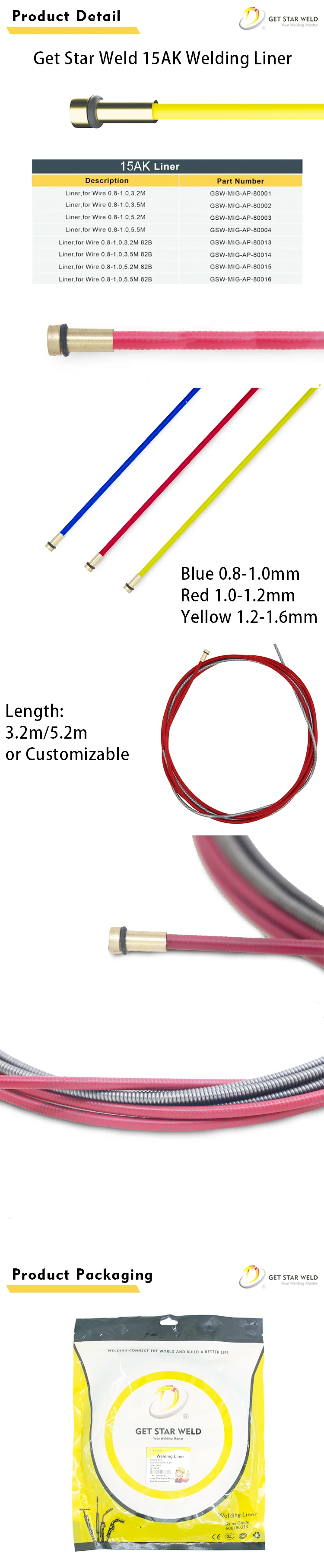 Star Weld 15AK Mig Welding Torch Wire Liner - Durable Teflon