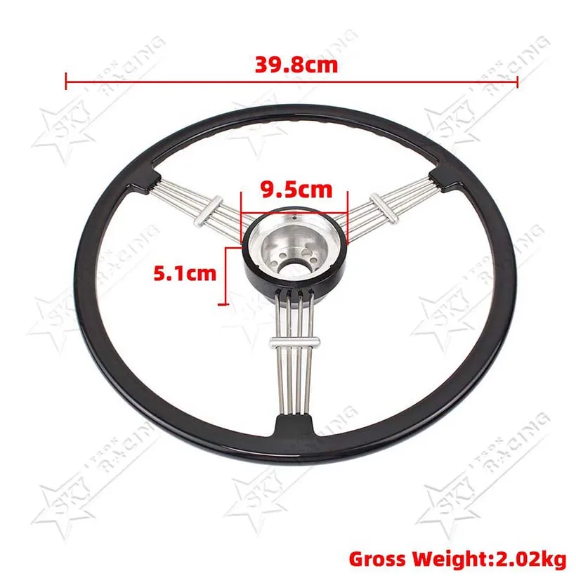 Classic Steering Wheel for Porsche 356 - 400mm ABS Iron Aluminum Spoke