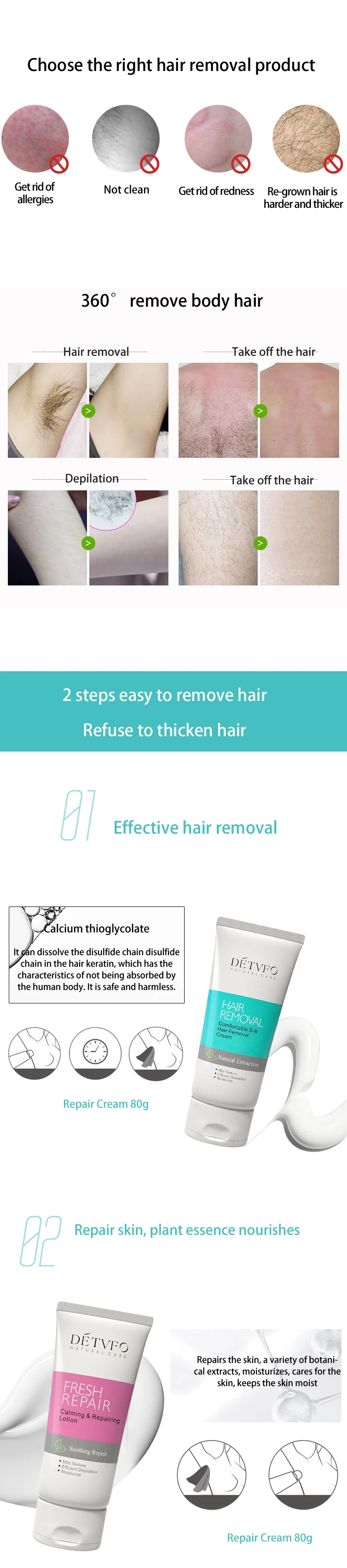 Perfumed Hair Removing Cream - Painless Body Epilation