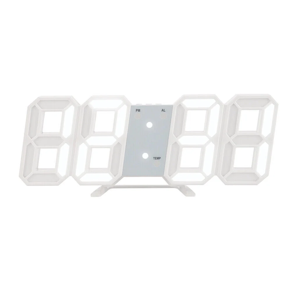 White Number Time 3d Wall Led Alarm Digital Clock With Automatic ...