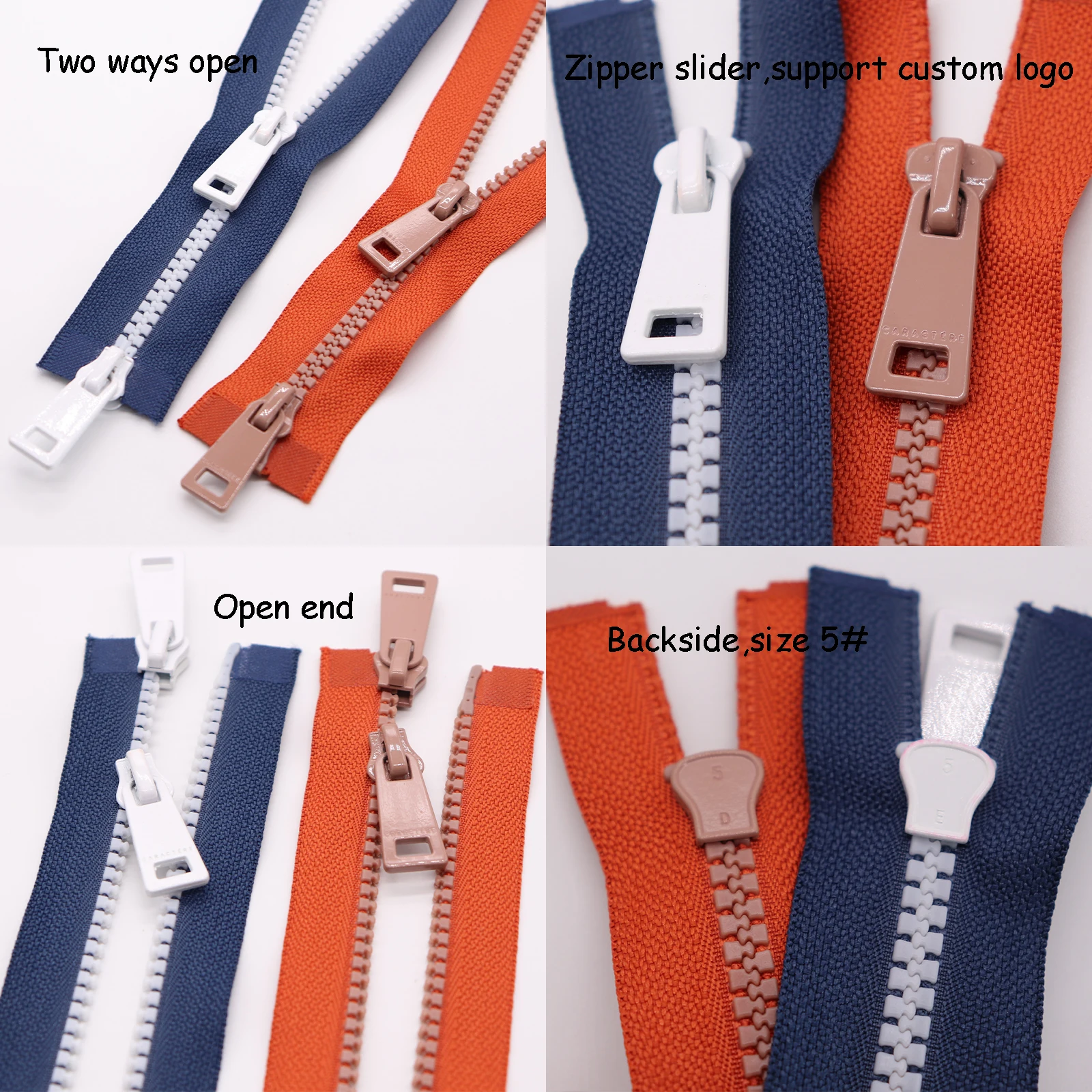 Two Way Open Double Sided Resin Zipper - Sustainable & Versatile