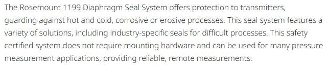 Emerson Rosemount-1199 Diaphragm Seal System - Reliable Performance