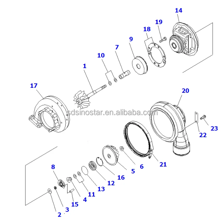 Komatsu Bulldozer Engine Saa6d140e-5 Turbocharger 6505-68-5520 - Buy ...