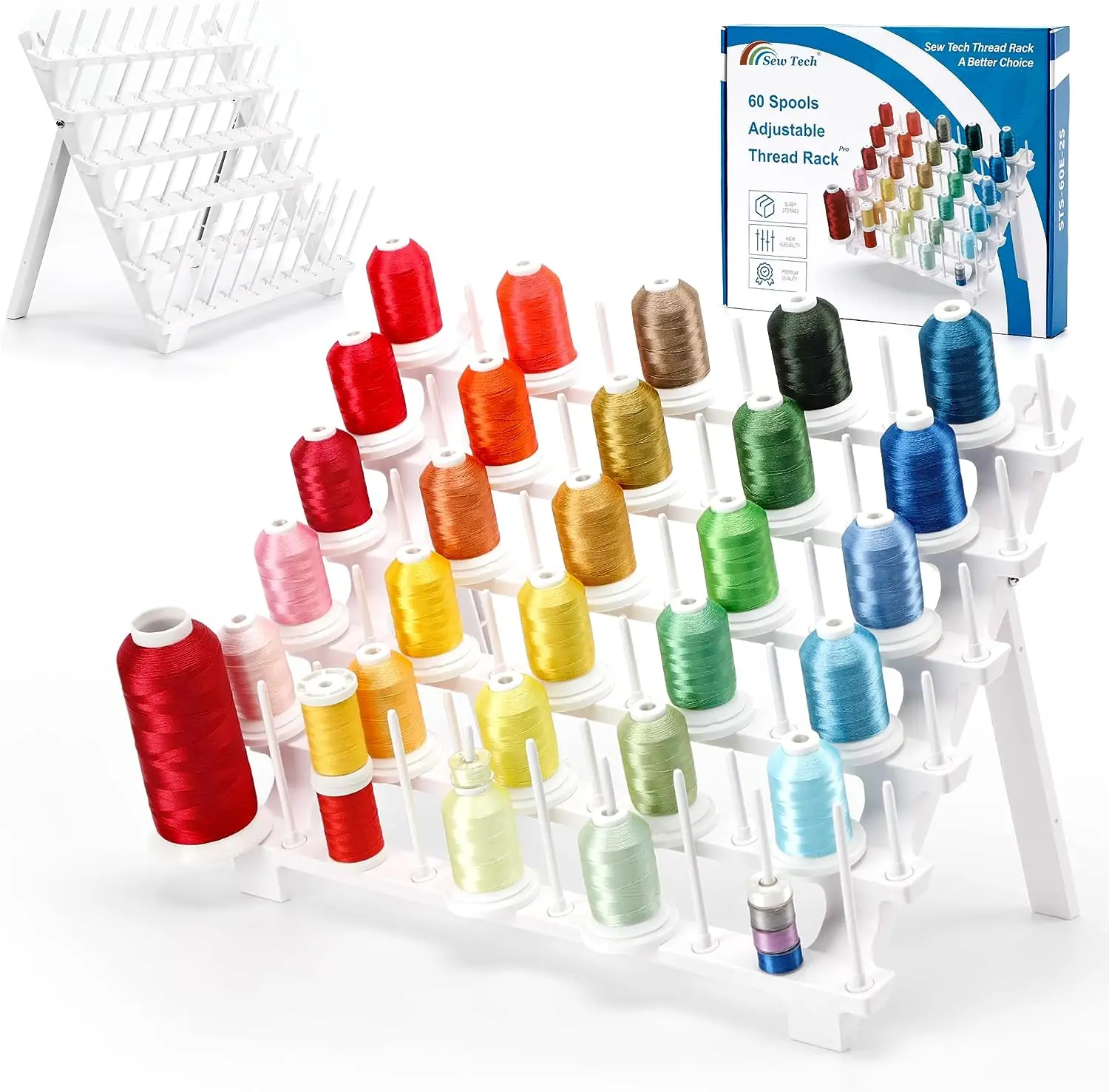Wall Mount and Standing 60 Spools Large Thread Holder for Sewing and ...