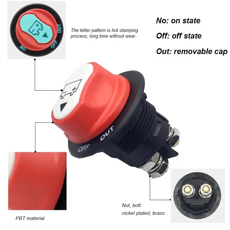 50A 100A 200A Battery Isolator Switch DC 12V 48V Heavy Battery Power ...