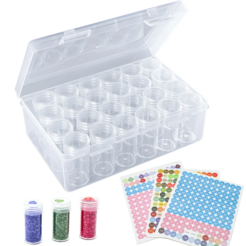 24 Plastic Bottles Diamond Painting Storage Box Recyclable Embroidery ...