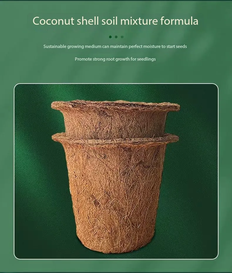 Biodegradable Coconut Fiber Flower Pots & Planters Eco-Friendly Home ...