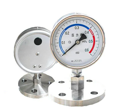 Diaphragm Seal Pressure Gauge Sanitary Diaphragm Pressure Gauge Stainless Steel Flange Fuel ...