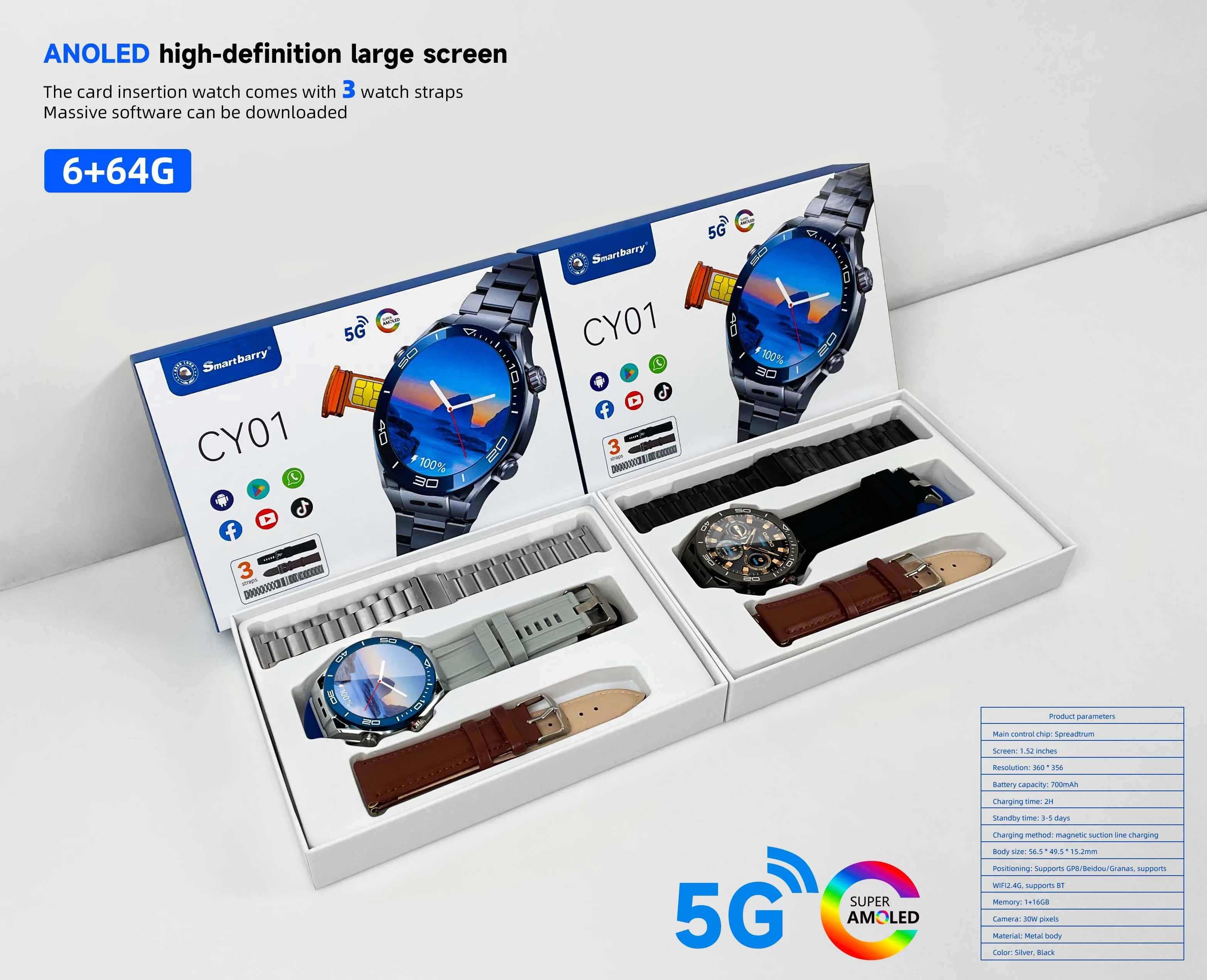 CY01 Smart Watch - Versatile 5G Watch with IP67 Waterproofing