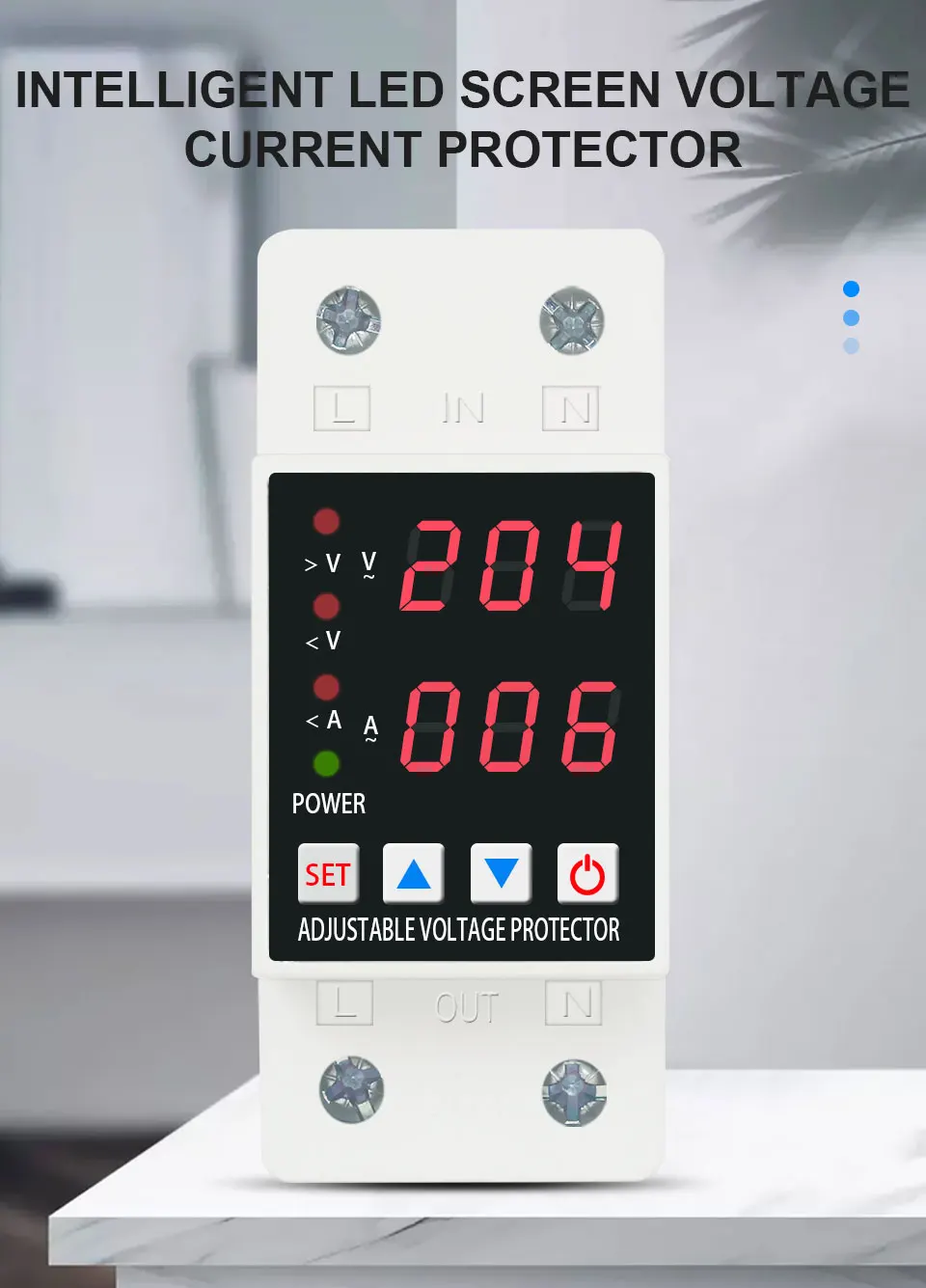 Din Rail Dual Display Adjustable over Voltage Protective Device