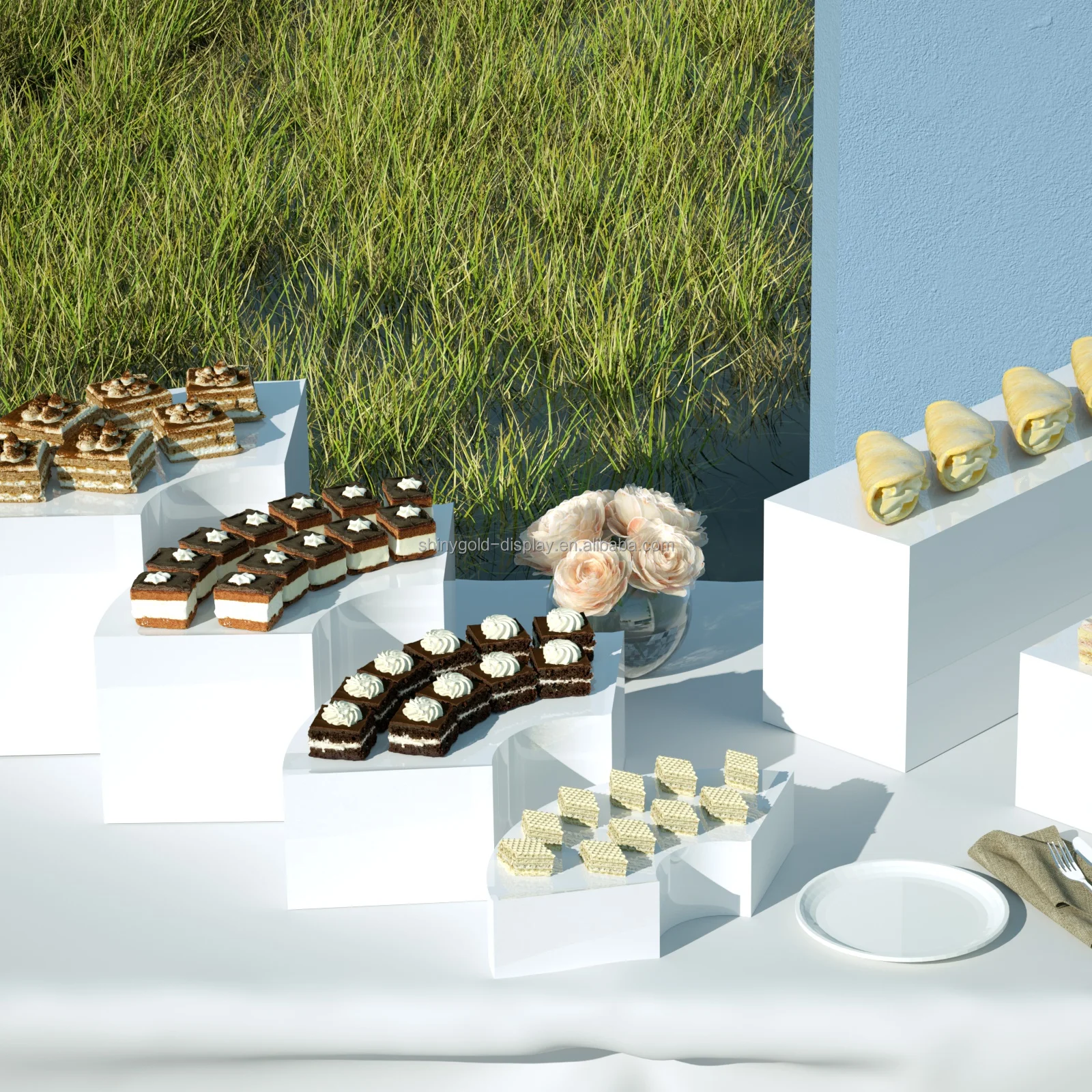 Counter Top Cake Display New Designs Square Cake Stand Cube Dessert ...