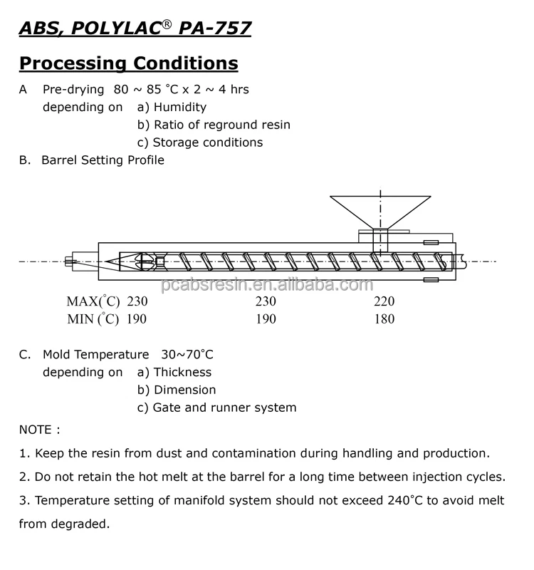 CHIMEI ABS PA-757 - High Rigidity, Medium Impact Strength