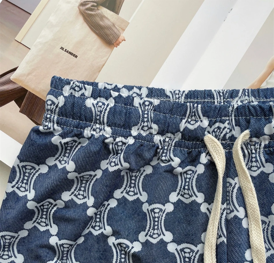 Ice-silk Jeans Wide-legged Printed Slacks Cool Long Pants| Alibaba.com