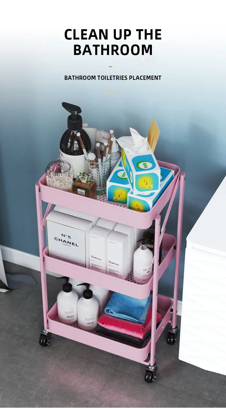 Modern Style Bathroom Storage Trolley Four Story Metal Kitchen ...