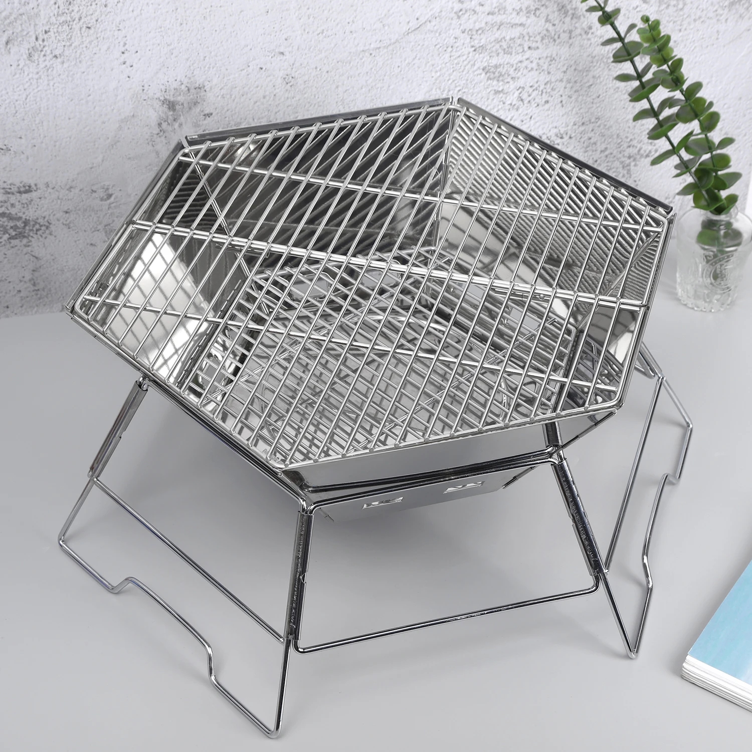 Ruiwe Hexagongrill Brazier Firepit Folding Camping Barbecue Grill ...