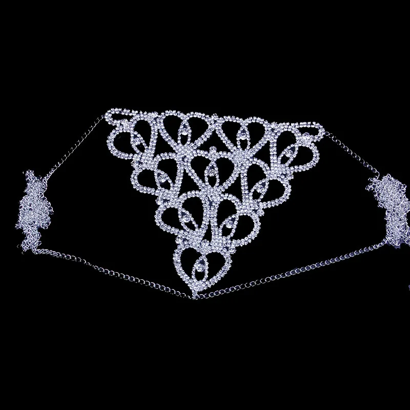 Sexy Body Chain Rhinestone Thong Bikini Jewelry For Women Heart Luxury ...