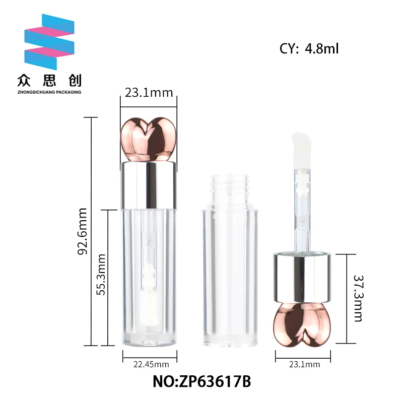 Empty Lipgloss Tubes - Heart Shaped Lid Liquid Lipstick Cases