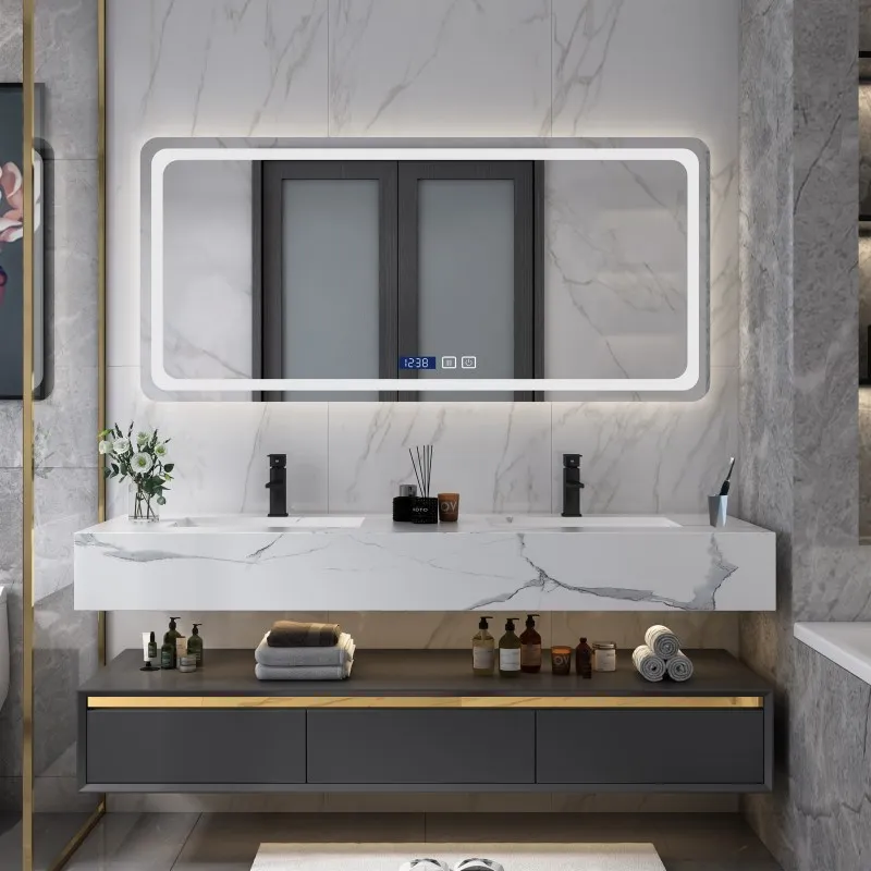 60 Inch European Wall Mounted White Floating Vanity Cabinets