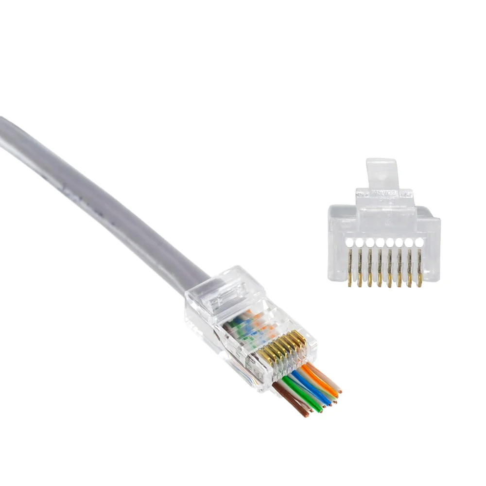 Rj45 Pass Through Modular Plug Utp 8p8c Ethernet Rj45 Through Connector ...