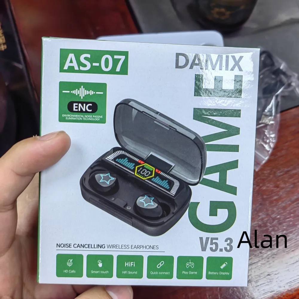 As07 Tws Led Light Tws Hifi Headphone Sport Earphone Headset Mini Tws 5.3 Wireless Earbuds With ...