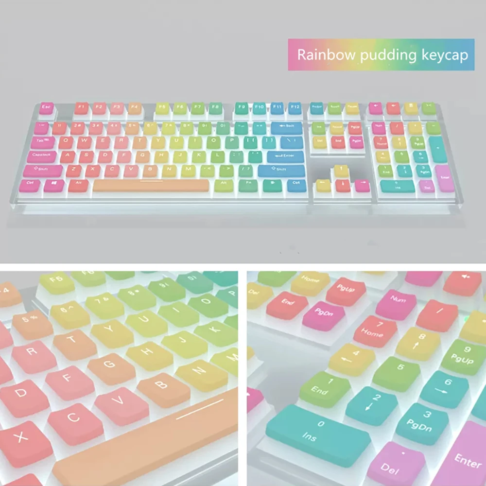 108 Keys Rainbow Pudding Keycaps - OEM Profile & Backlit