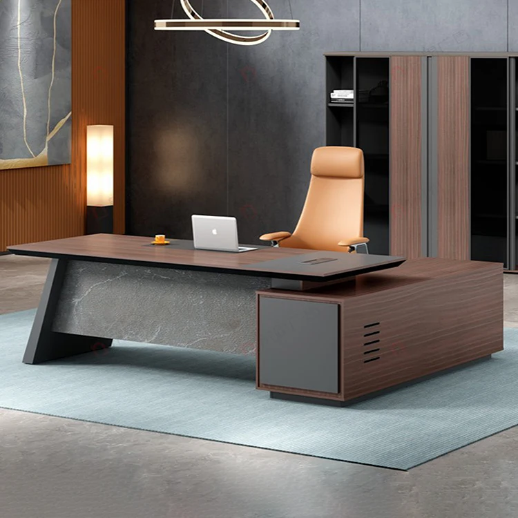Luxury Boss Office Desk - Durable L Shaped Modern Table