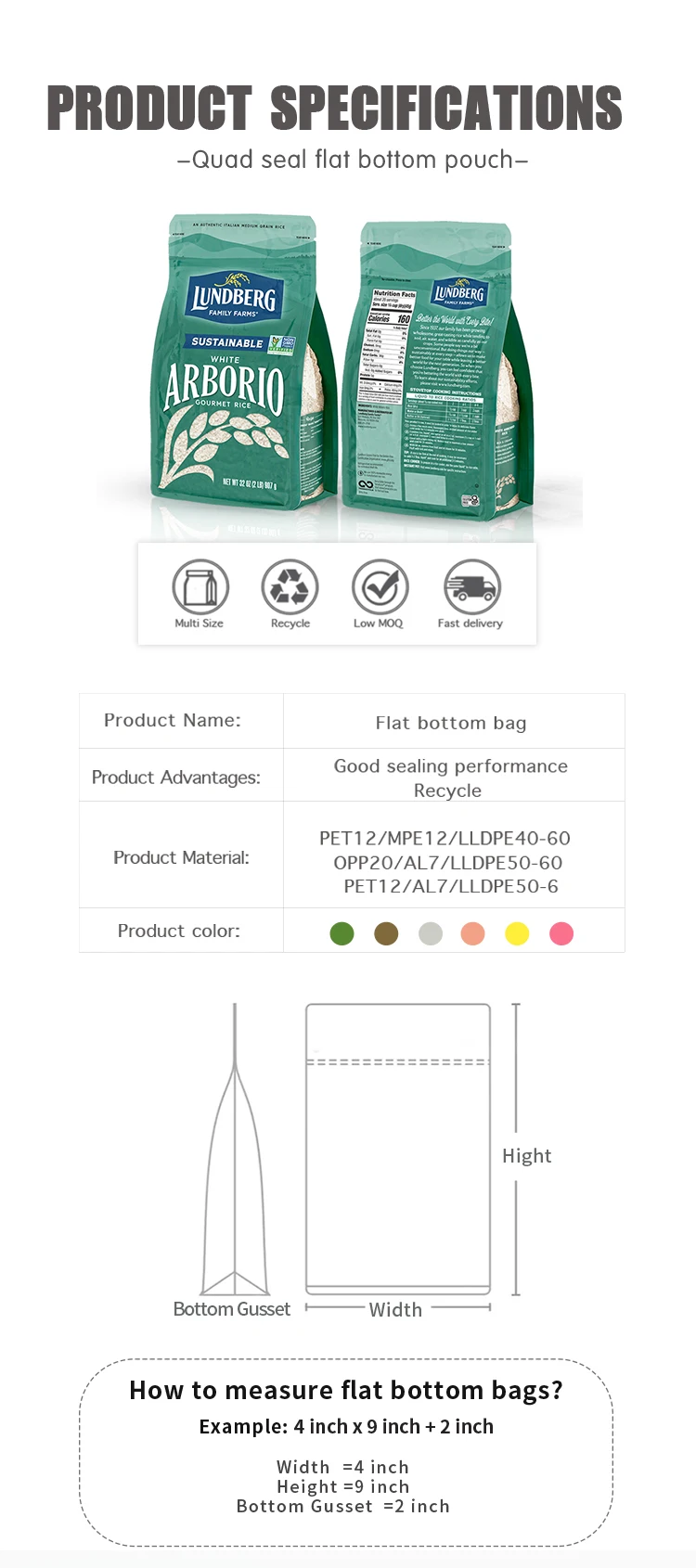 Recyclable 1kg Zipper Rice Packing Bag - Stand up Pouch