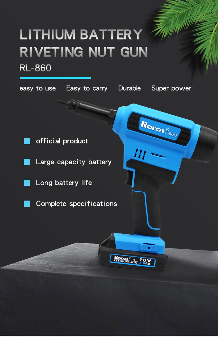 RL-860 Battery Riveter Industrial Rivet Gun for Size 2.4-6.4Mm Hot Sale ...