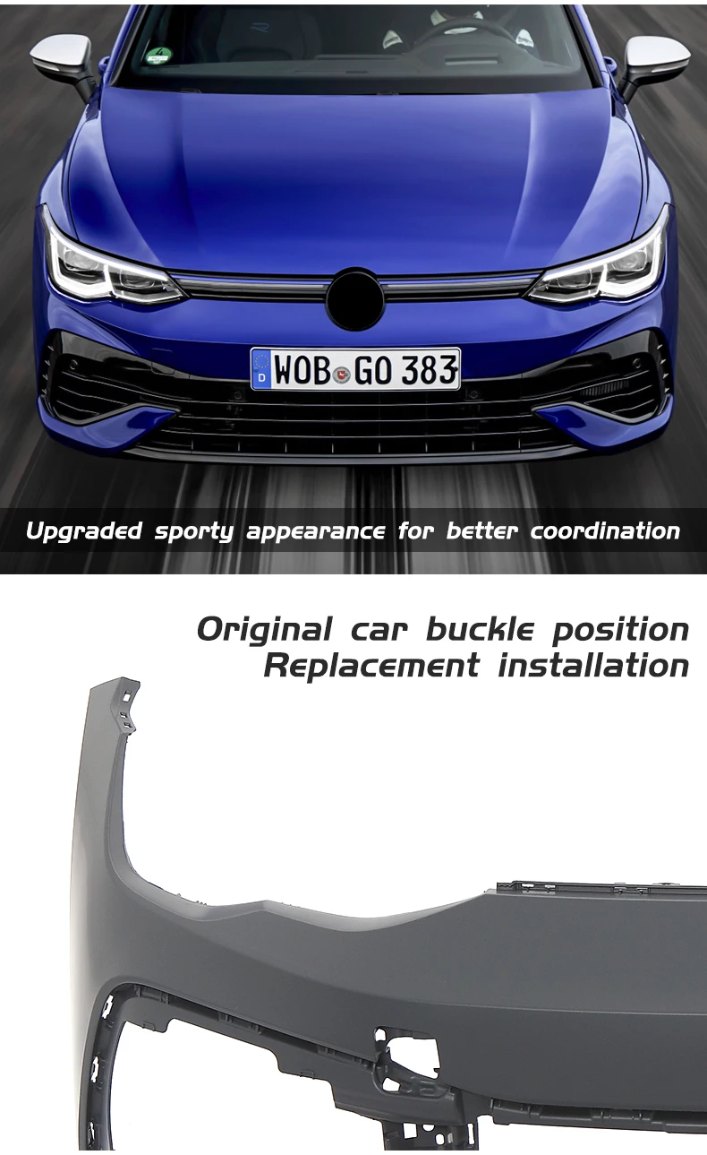 R Style Car Auto Body Kit High Quality Front Bumper With Grill Abs ...