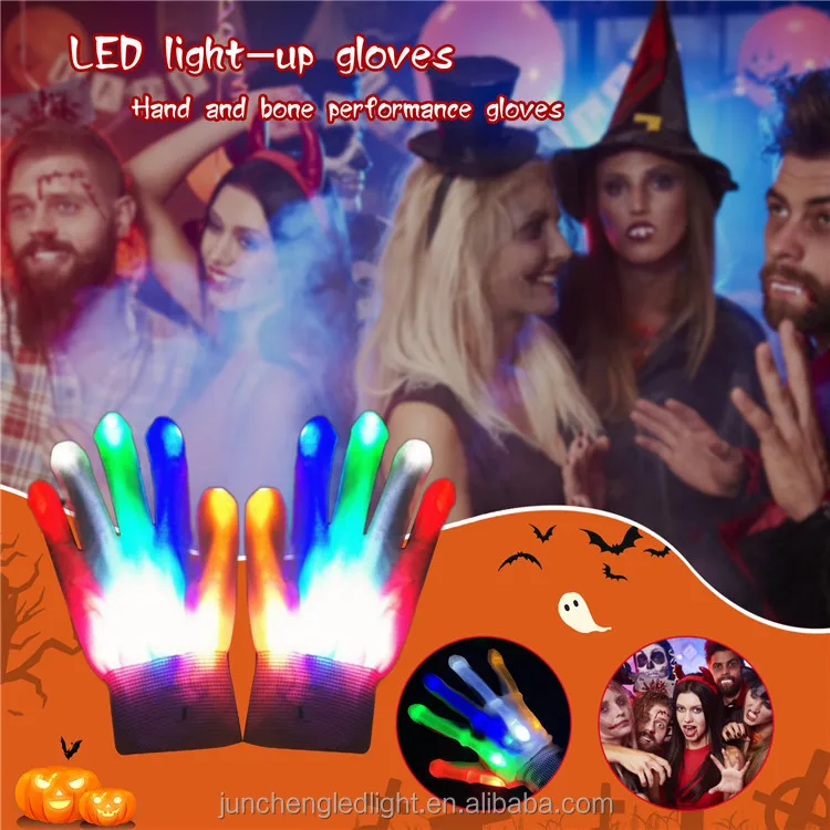 1 Pair Led Colorful Finger Glowing Glove Flashing Light up Magic Gloves ...